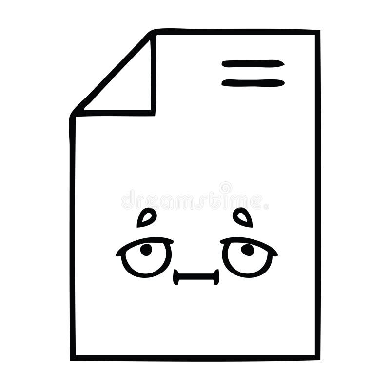 Line Drawing Cartoon of a Sheet of Paper Stock Vector - Illustration of ...