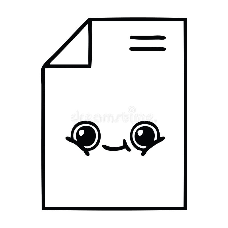 Line Drawing Cartoon Sheet of Paper Stock Vector - Illustration of work ...