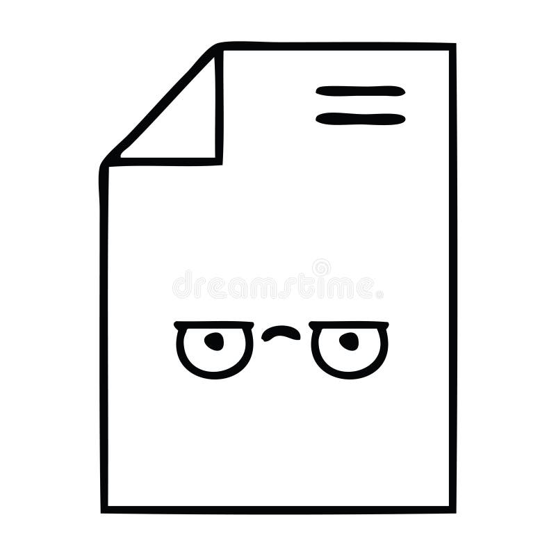 Line Drawing Cartoon Sheet of Paper Stock Vector - Illustration of cute ...