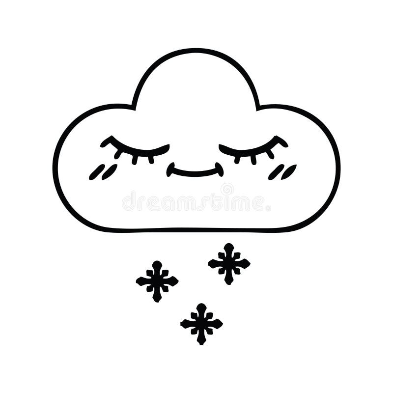 Line Drawing Cartoon Snow Cloud Stock Vector - Illustration of quirky ...