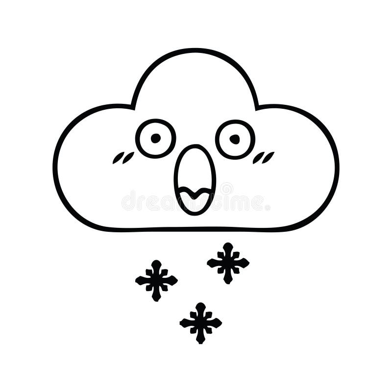 Line Drawing Cartoon Snow Cloud Stock Vector - Illustration of clip ...