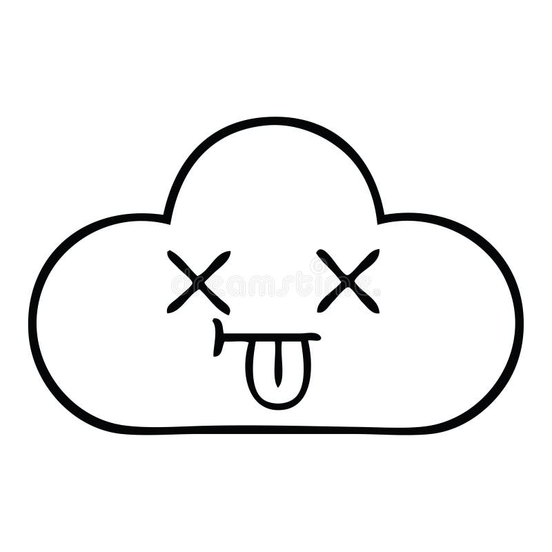 Line Drawing Cartoon Storm Cloud Stock Vector - Illustration of cartoon ...