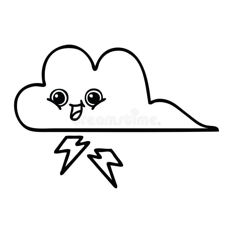 Line Drawing Cartoon Storm Cloud Stock Vector - Illustration of clip ...