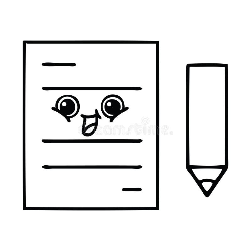 Line Drawing Cartoon Test Paper Stock Vector - Illustration of paper ...