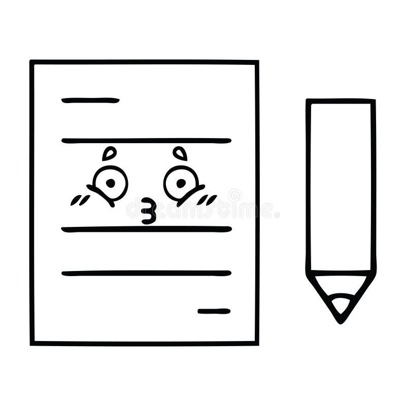 Line Drawing Cartoon Test Paper Stock Vector - Illustration of artwork ...
