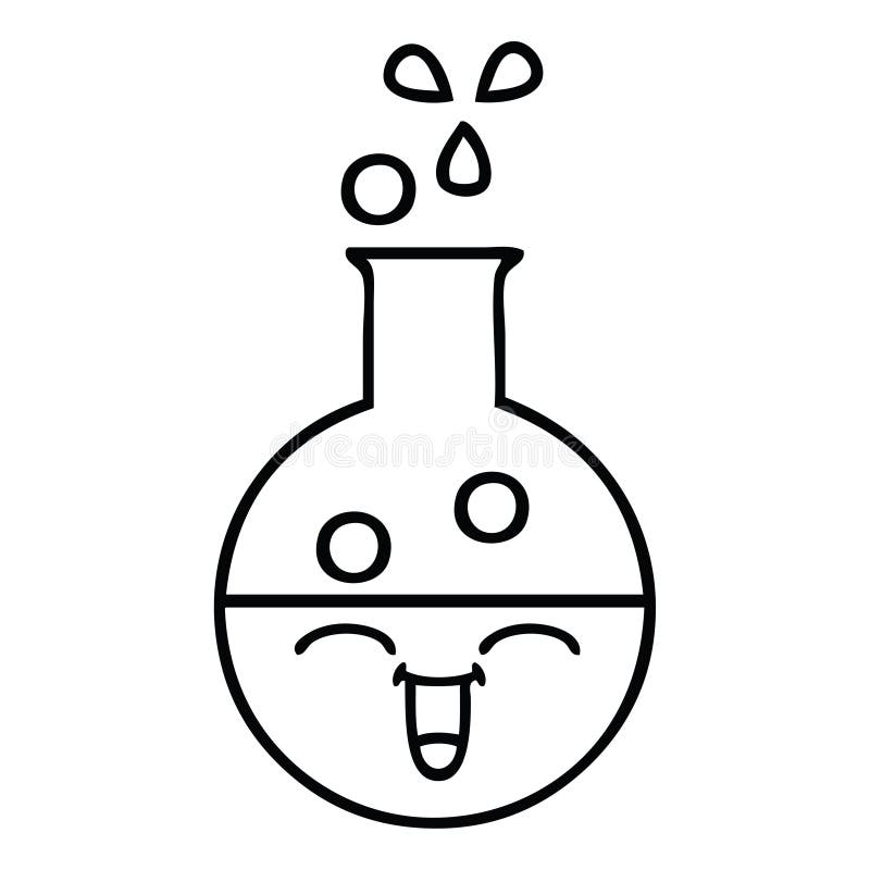 Line Drawing Cartoon Test Tube Stock Vector - Illustration of witch ...