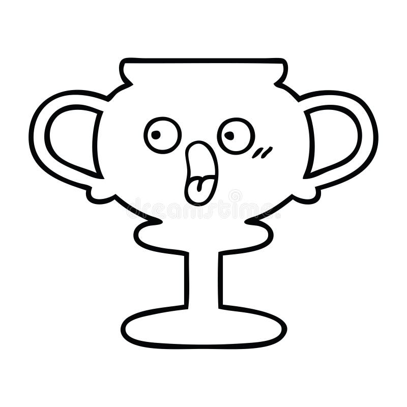 Line Drawing Cartoon Trophy Stock Vector - Illustration of artwork ...