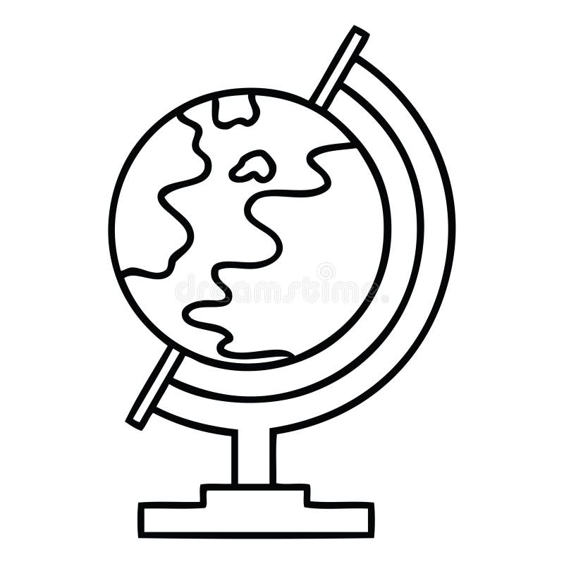 Line Drawing Cartoon of a World Globe Stock Vector - Illustration of ...