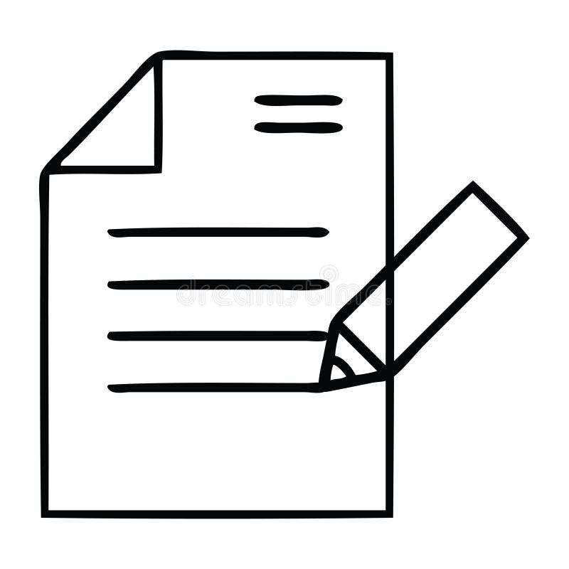 Line Drawing Cartoon of Writing a Document Stock Vector - Illustration ...