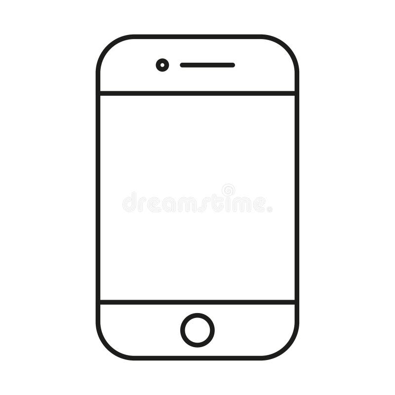 A Line Drawing of a Cell Phone on a White Background Stock Vector ...