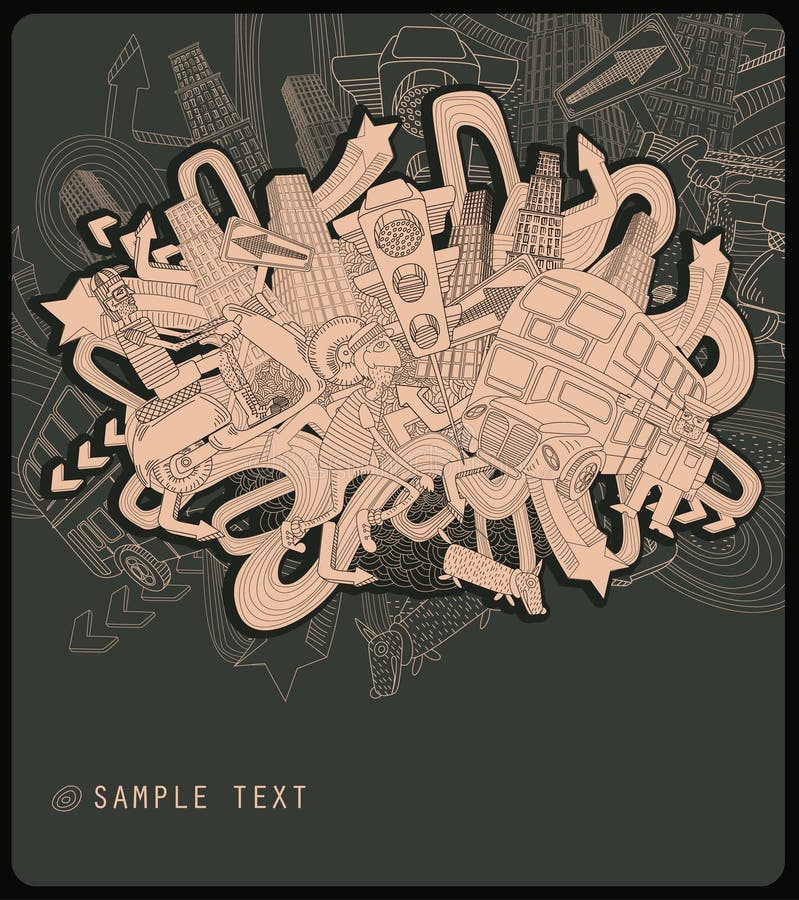 Line Drawing Chaotic City - Vector Stock Vector - Illustration of ...