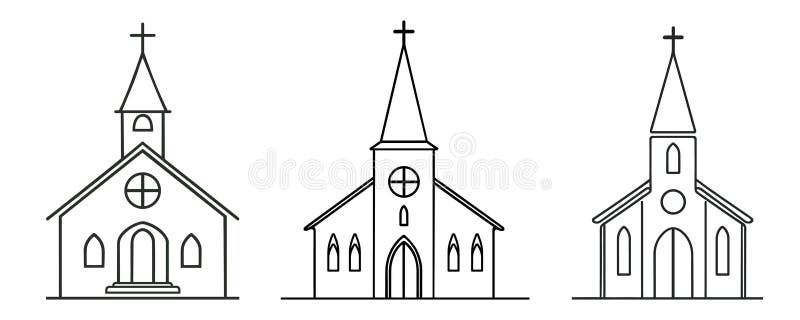 Line drawing of a church stock illustration. Illustration of saint ...