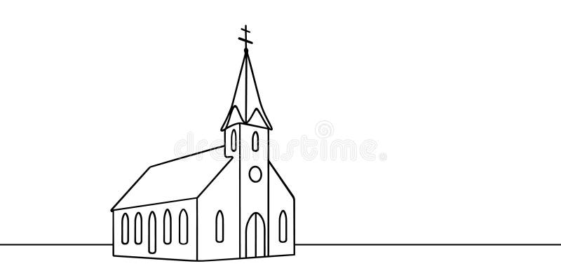 Line drawing of a church stock illustration. Illustration of drawing ...