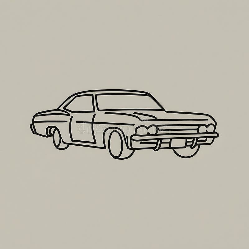 Line Drawing of a Classic Car. AI-Generated. Stock Illustration ...