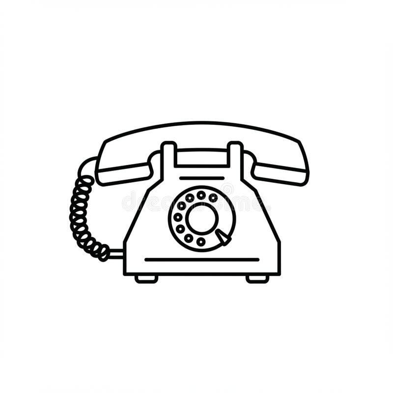 Line Drawing of a Classic Rotary Telephone Featuring a Handpiece ...