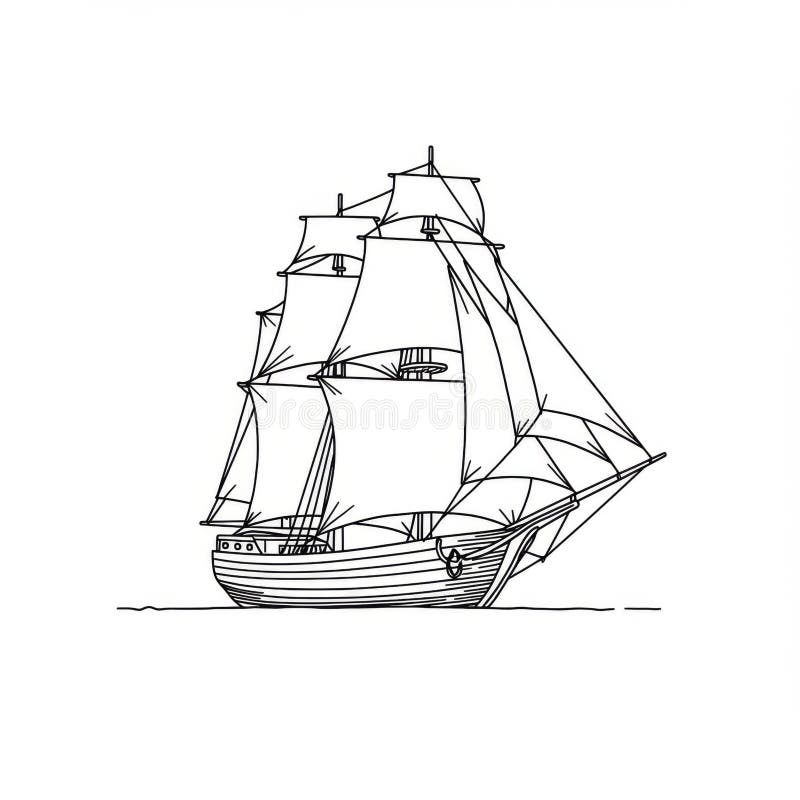 Tall Ship Line Drawing Stock Illustrations – 166 Tall Ship Line Drawing ...