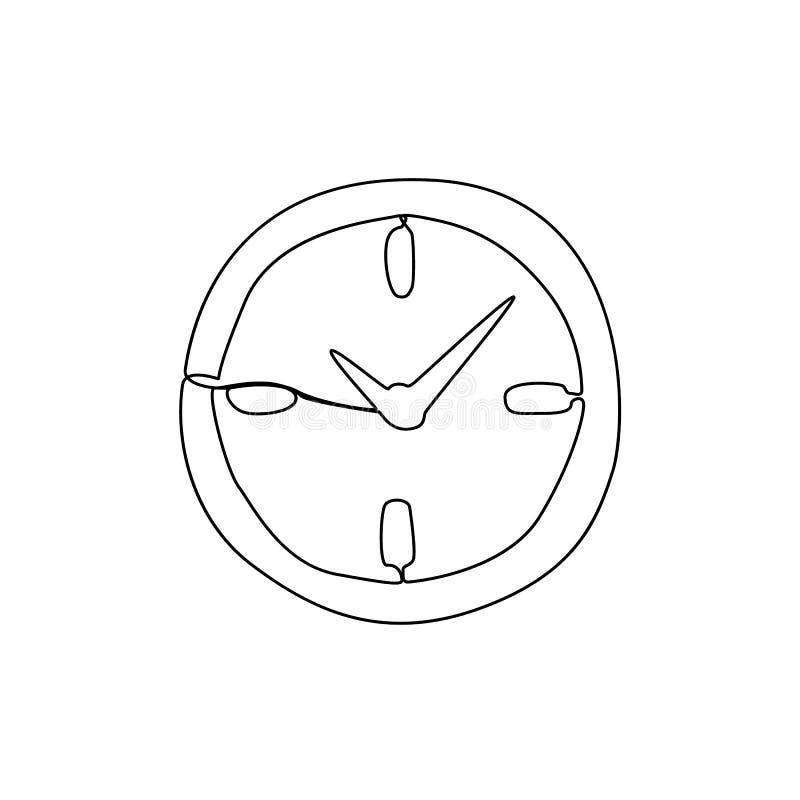 Line Drawing Clock Icon stock vector. Illustration of minimal - 247629885