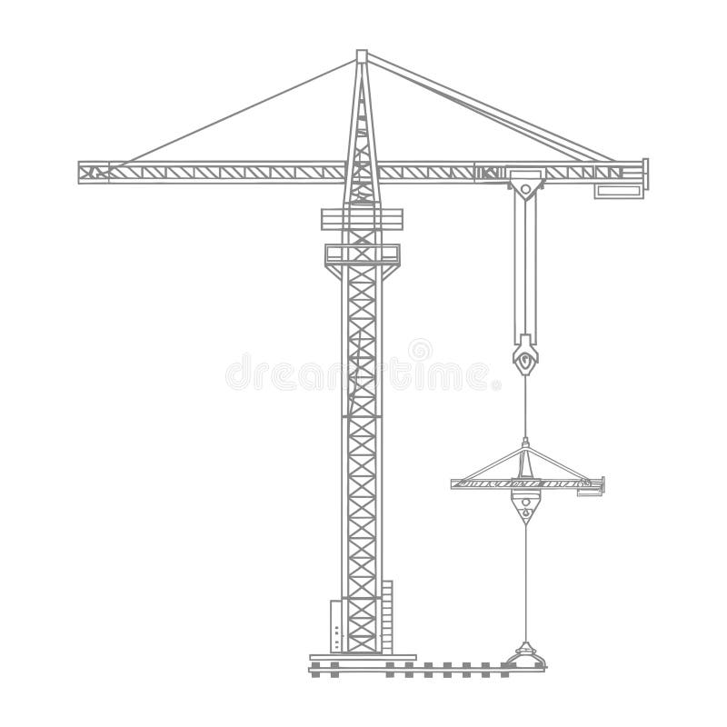 Tower Crane Construction Blueprint, Detailed Engineering Drawing for ...