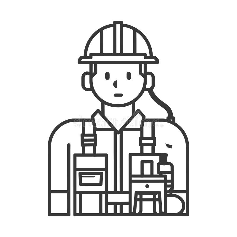 Construction Worker Icon, Safety Gear and Tools Stock Illustration ...