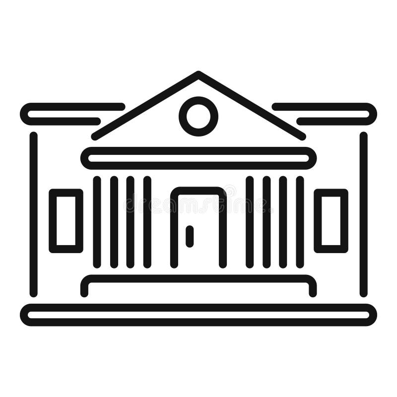 Simple Line Drawing of a Courthouse Building with Columns Stock Vector ...