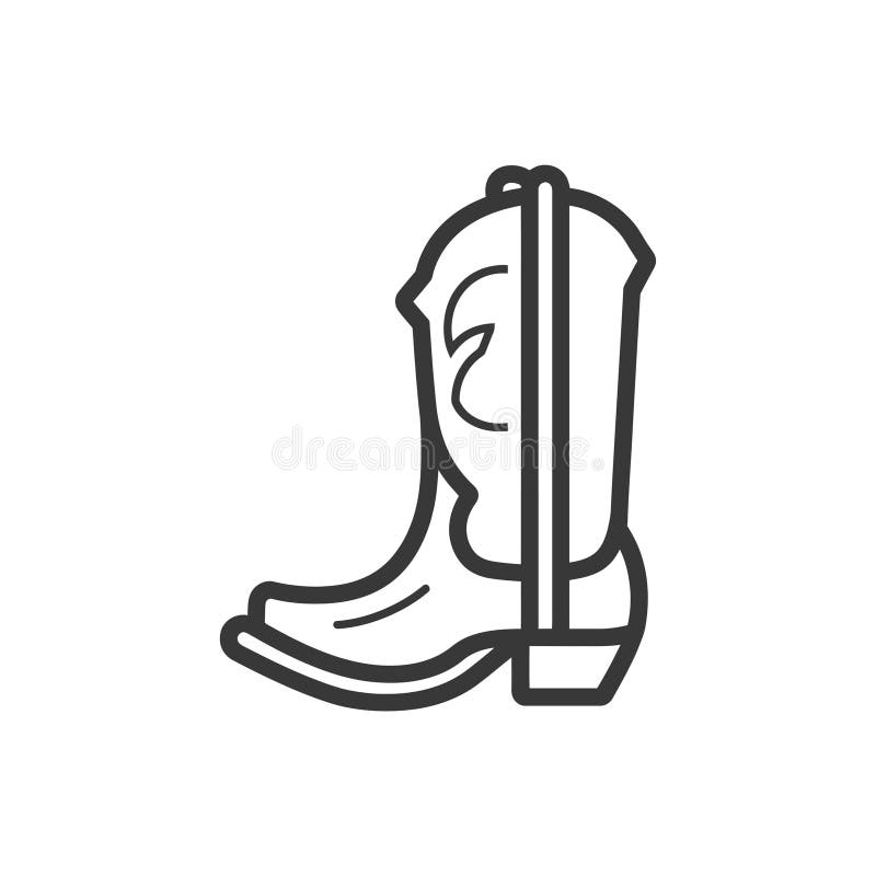 Line Drawing of a Cowboy Boot Stock Vector - Illustration of isolated ...