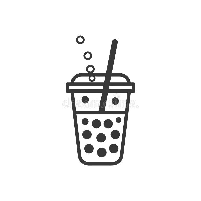 Line Drawing of a Cup of Boba Tea with a Straw Stock Vector ...