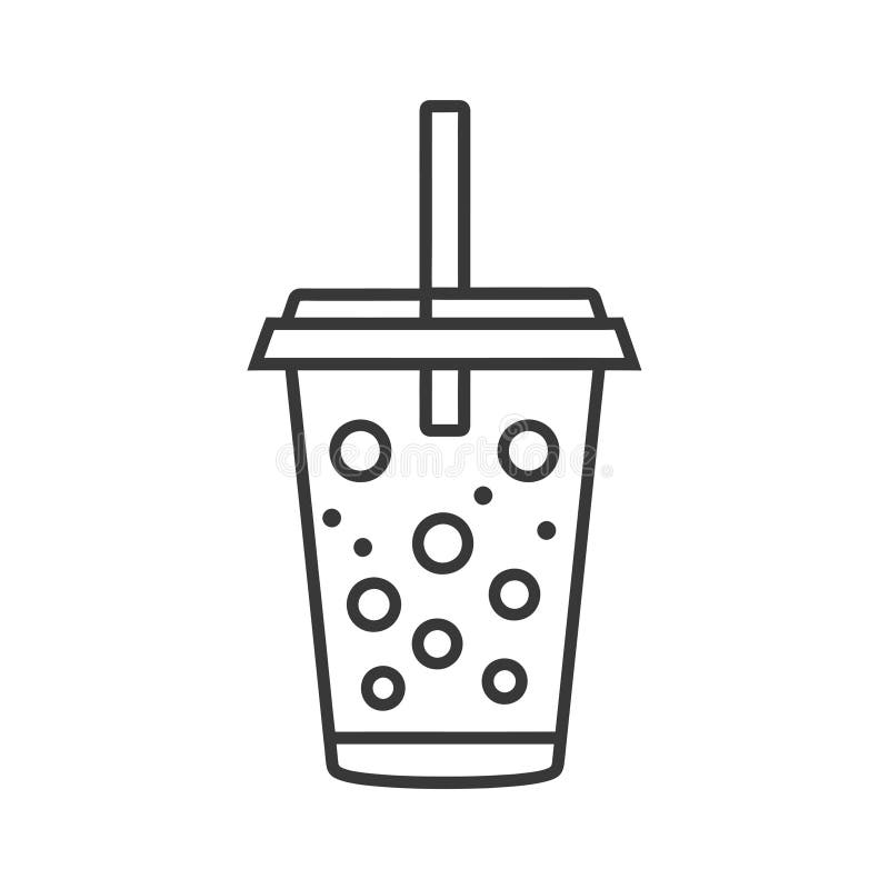 Line Drawing of a Cup with a Straw and Bubbles Stock Vector ...