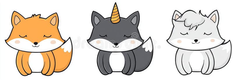 A Line Drawing of a Dead Fox, Depicted in a Cartoon Style with a ...