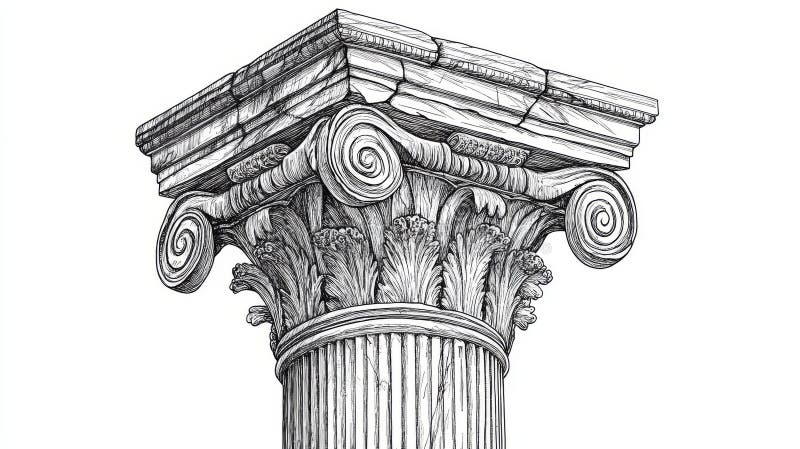 A Line Drawing Depicting a Wooden Column Section Stock Image - Image of ...