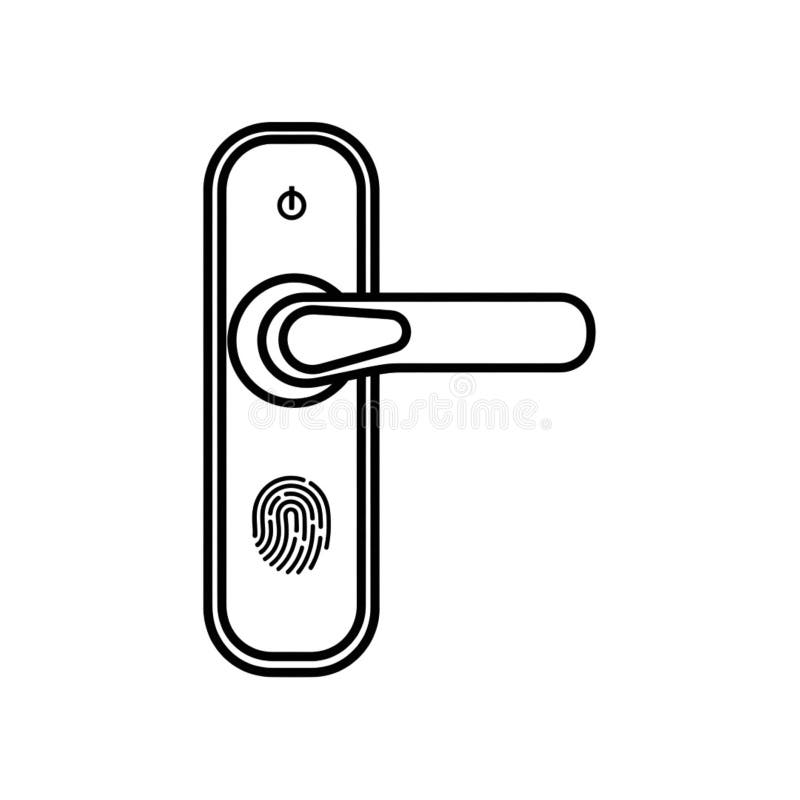 Line Art Illustration of a Smart Door Handle with Fingerprint Scanner ...