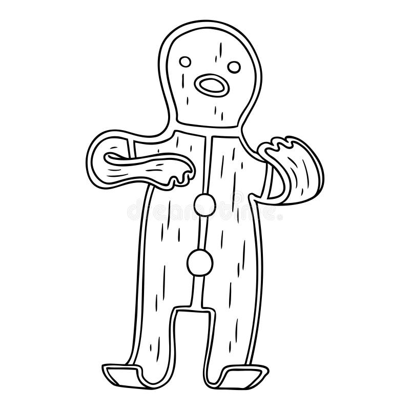 Line Drawing Doodle of a Gingerbread Man Stock Vector - Illustration of ...