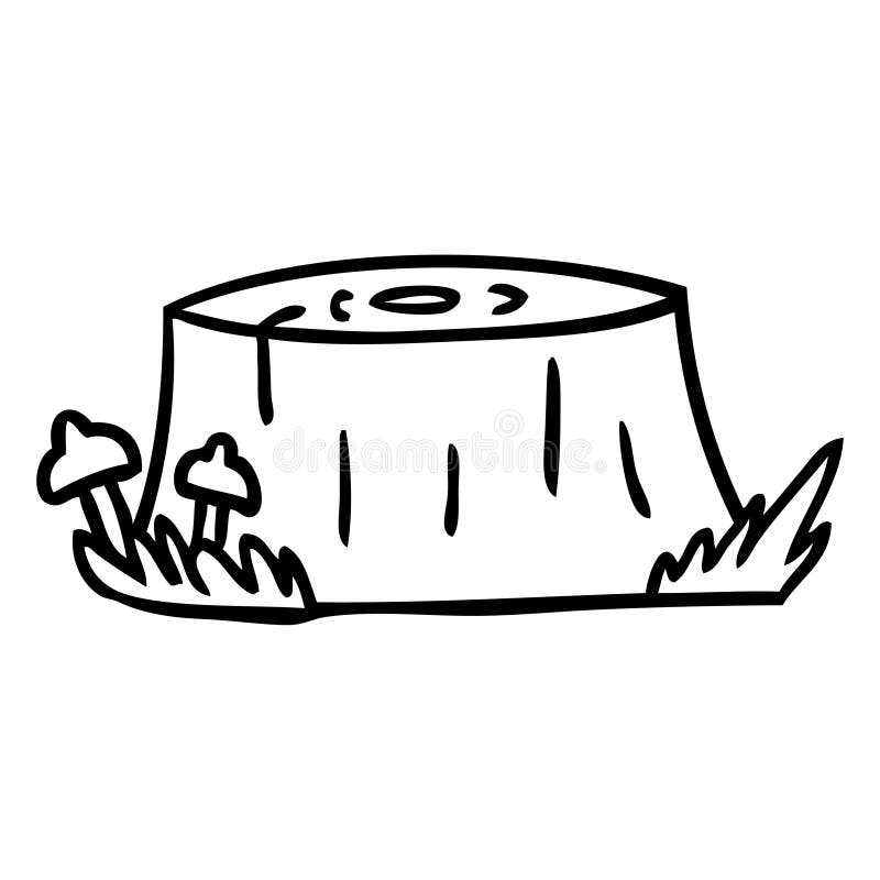 Line Drawing Doodle of a Tree Log Stock Vector - Illustration of garden ...