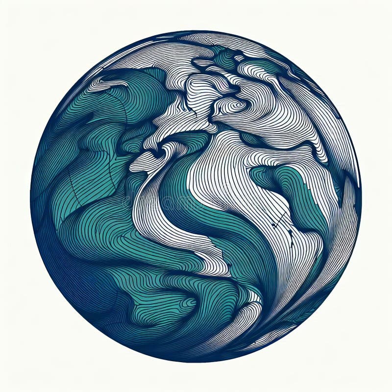 Line Drawing of Earth with Atlantic View Stock Illustration ...