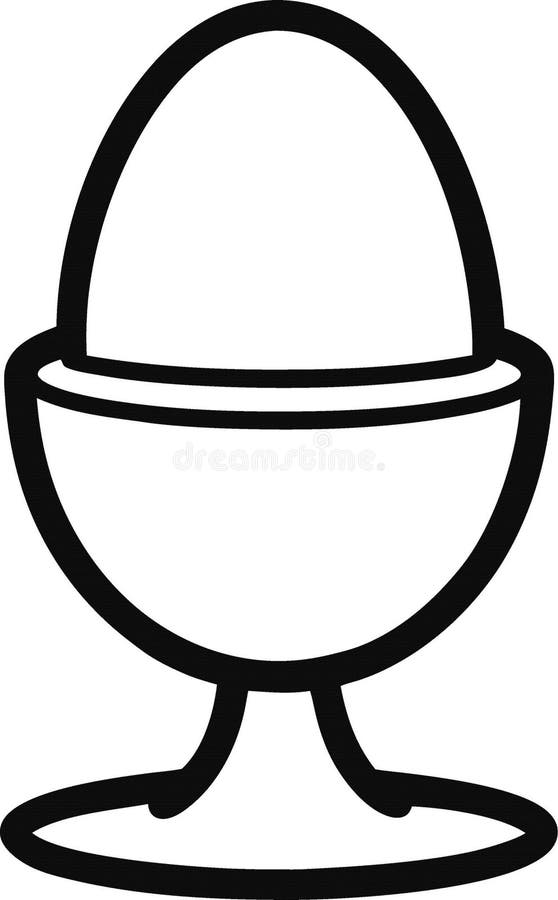 Simple Line Drawing of an Egg Cup with a Boiled Egg Stock Vector ...