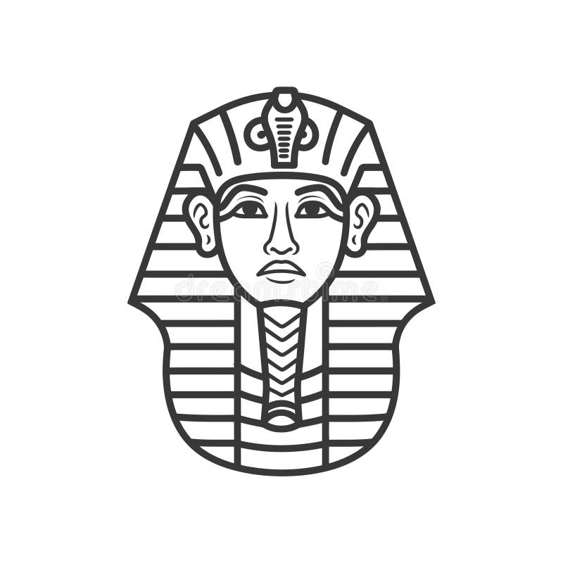 Line Art Illustration of an Egyptian Pharaoh S Mask Stock Vector ...