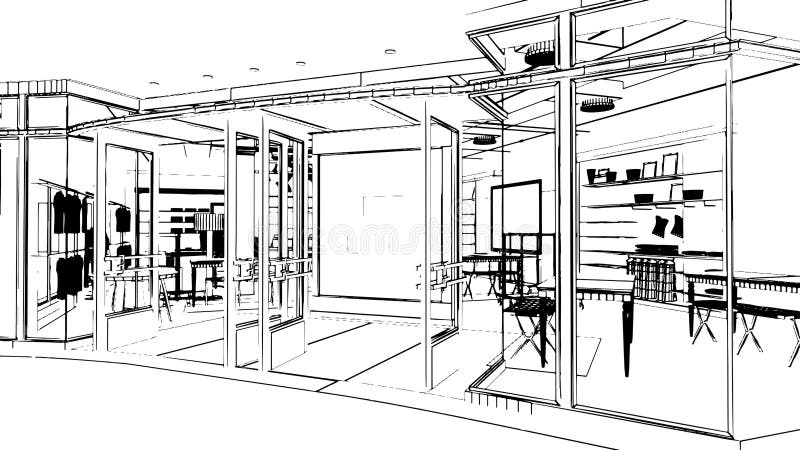 Line Drawing of the Area of the Department Store Hall, the Food Store ...