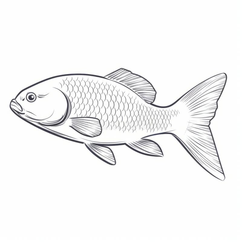 Minimalist Carp Illustration in Scientific Style with Silver and Gold ...