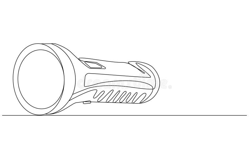 Single-Line Drawing of a Powerful Flashlight Stock Vector ...