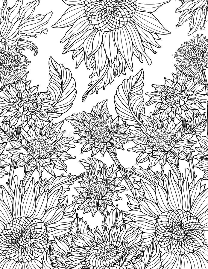Line Drawing Flowers for Coloring Book Idea Stock Vector - Illustration ...