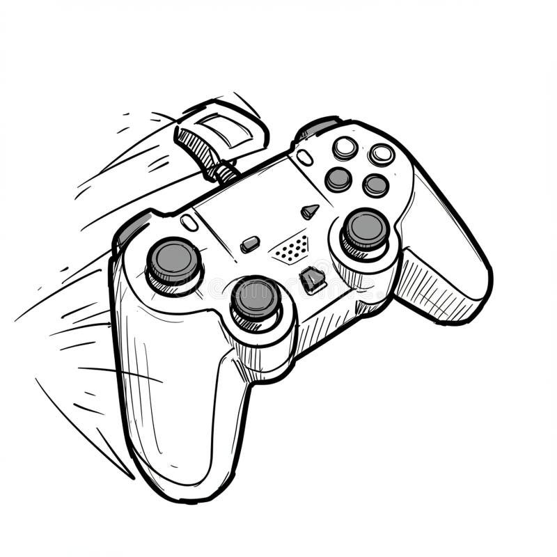 Line Drawing of a Game Controller, Featuring Dual Analog Sticks, a ...