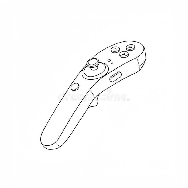 Line Drawing of a Gaming Controller Featuring a Joystick, Directional ...