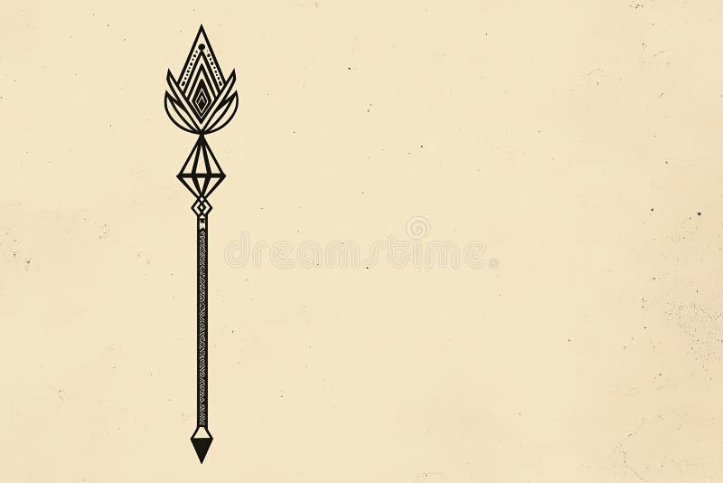 Line Drawing of a Geometric Scepter on a Neutral Background Showcasing ...