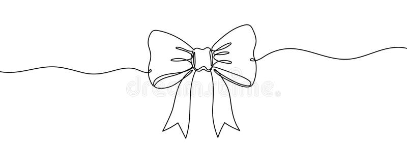 Line Drawing of Gift Ribbon with Bow. Vector Illustration. Stock Vector ...