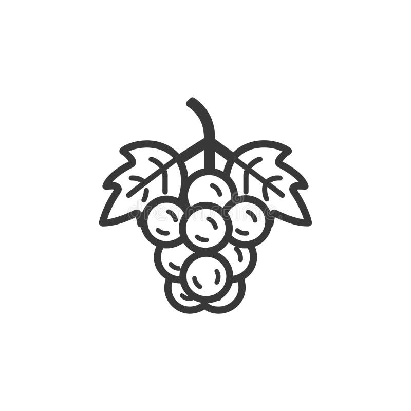 Simple Line Art Illustration of a Grape Bunch Stock Vector ...