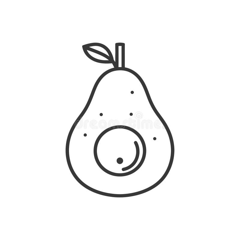 Halved Avocado Icon: Simple Line Drawing of a Healthy Fruit Stock ...