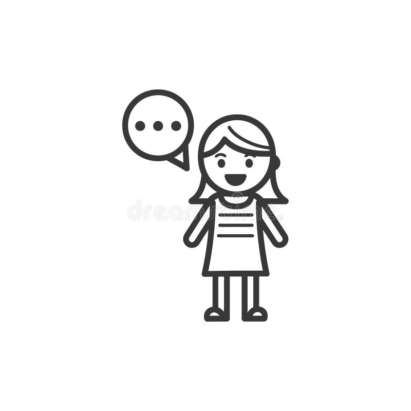 Happy Little Girl Talking, Speech Bubble Icon Stock Vector ...