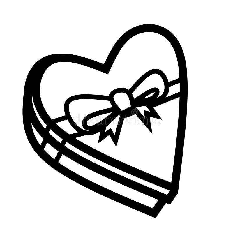 Line Drawing of Heart Love Shaped Gift Box 3 Stock Illustration ...