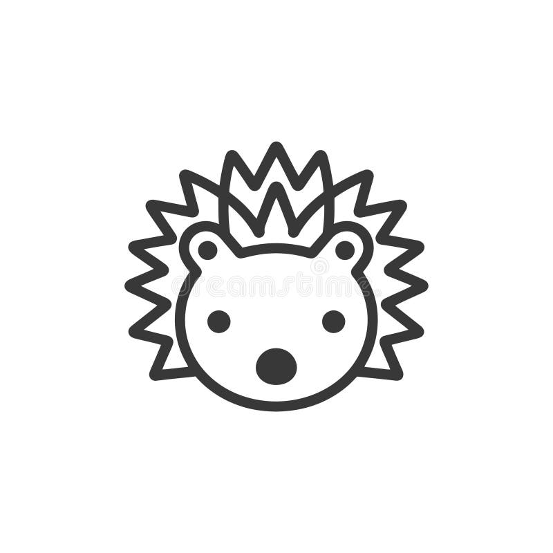 Adorable Hedgehog Face, Simple Line Art Illustration, Cute Cartoon ...