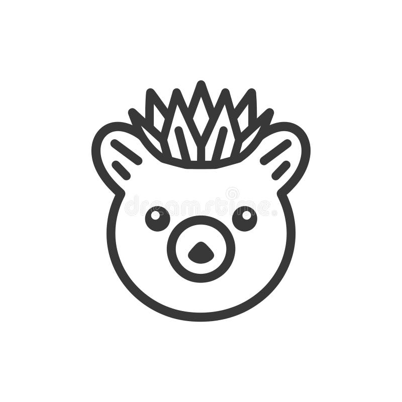 Adorable Hedgehog Face Illustration, Cute Cartoon Animal Design Stock ...