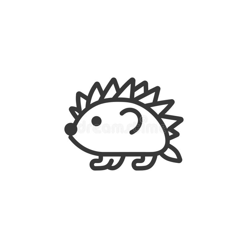 Adorable Cartoon Hedgehog Illustration, Line Art Style Stock Vector ...